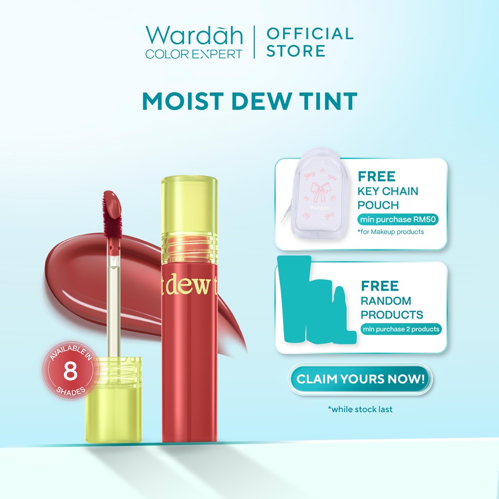 NEW! Wardah Moist Dew Tint 3g- Glossy Lip Tint with Pentavitin, Plump ...