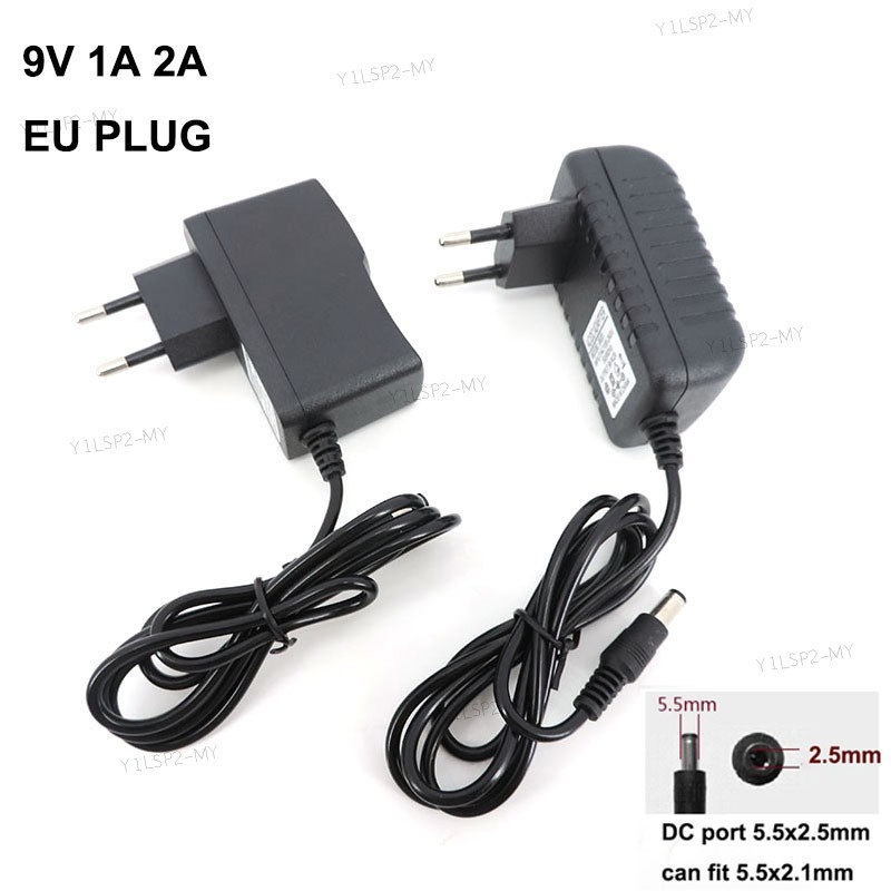 AC to DC 9V DC 1A 2A EU power supply adapter Supply adaptor 9 volt ...