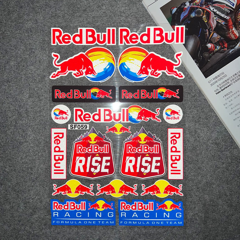 Reflective Red Bull Decal RedBull Motorcycle Sticker Skateboard Toy ...