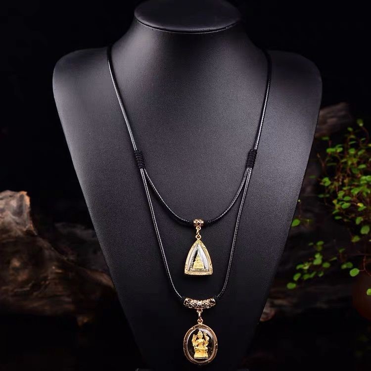 Wax rope Leather rope Thai amulet chain Double hanging Three hanging ...