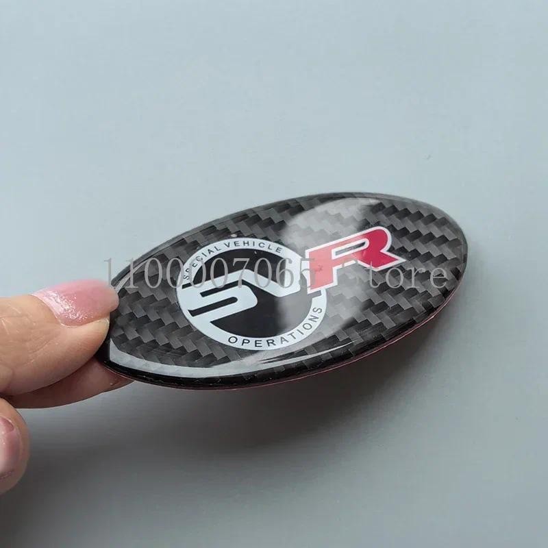 8.5x4.3cm Black Carbon Fiber Color Finished Ellipse Car Emblem for ...