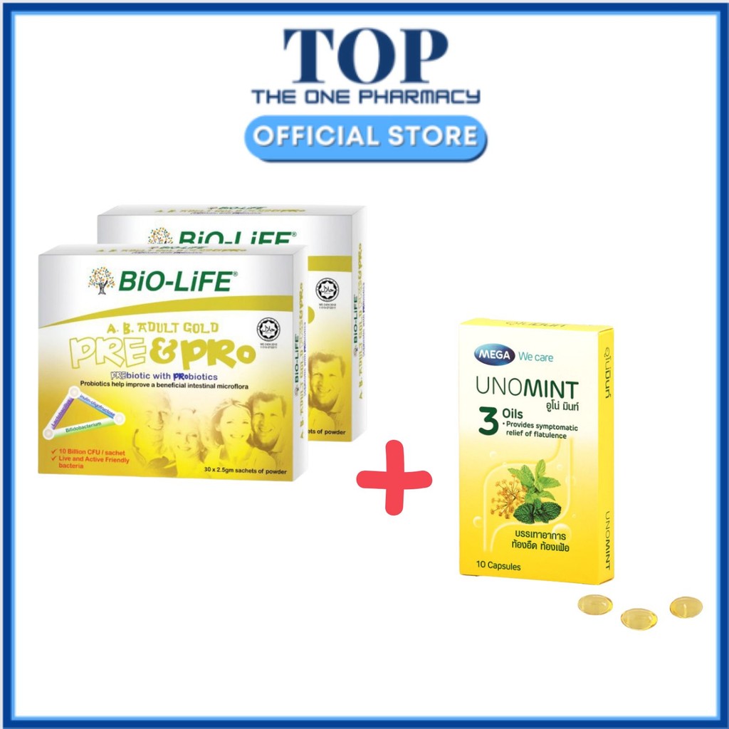 Bio-Life AB Adult Gold PRE & PRO Prebiotic with Probiotics - 30'S/ 2X30 ...