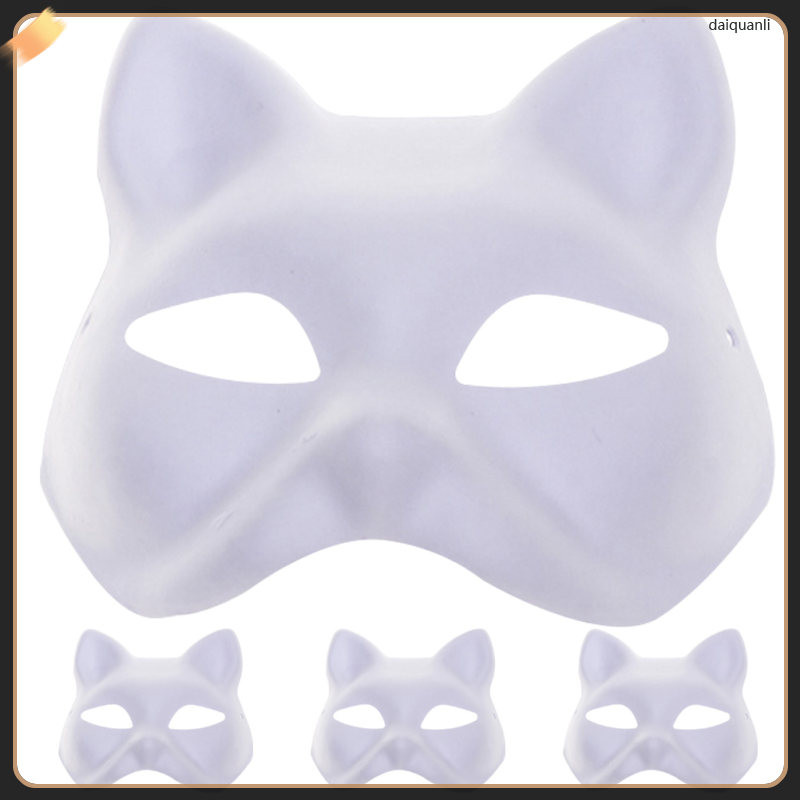Hand Painted Pulp Masks 4 Pcs Creepy Halloween Animal Blank Prom Child ...