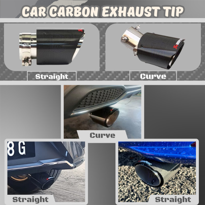 Plug & Play Lock Adjustable Design Carbon Fiber Exhaust Tip Universal ...