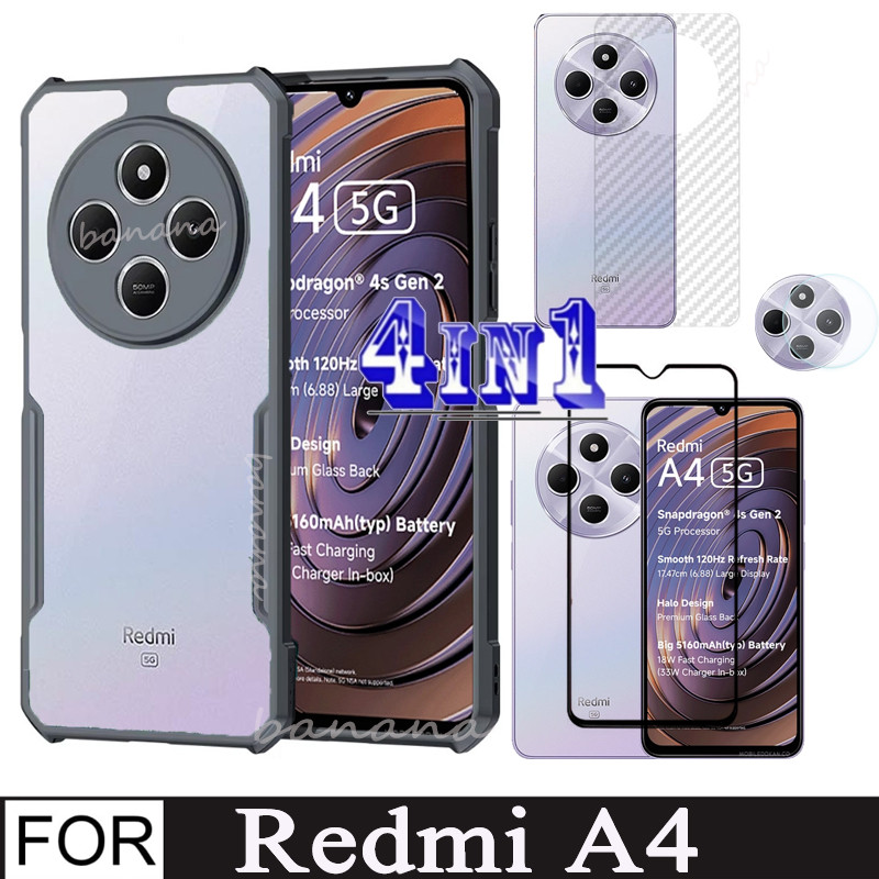 Redmi A4 Tempered Glass for Redmi A3 A3Pro 4 in 1 Full Cover Tempered ...