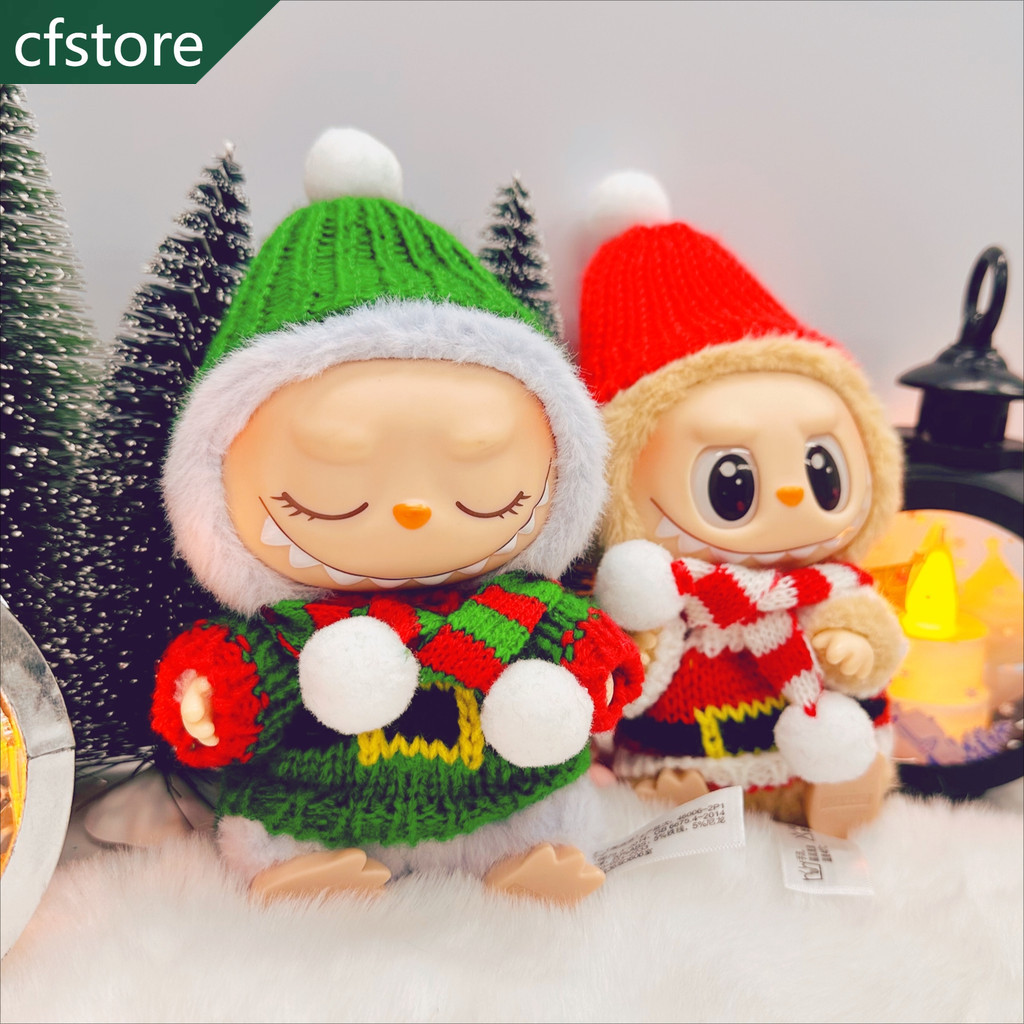 (Cloth Only) For 17 CM labubu doll Clothes Outfit Accessories Christmas ...