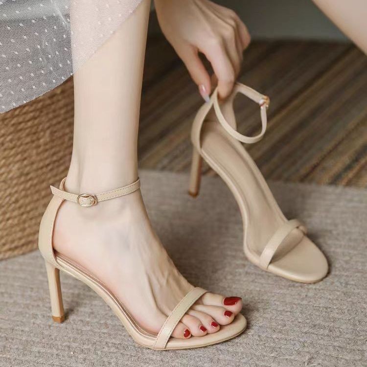 French Goddess Style One Word Strap Sandals Women'S Elegant Thin Heel ...