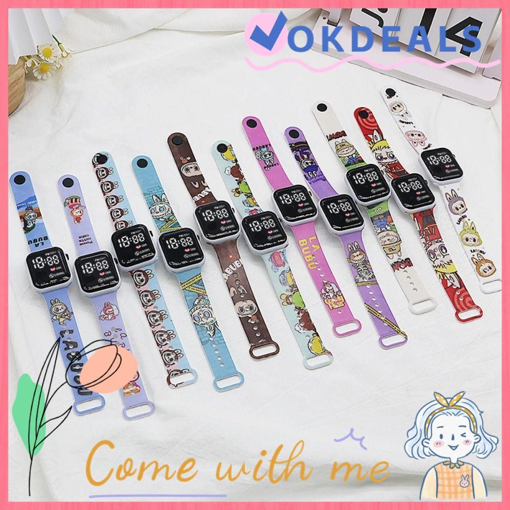 OKDSHOP Number Watch, Cute Cartoon Labubu Led Electronic Watch, High ...