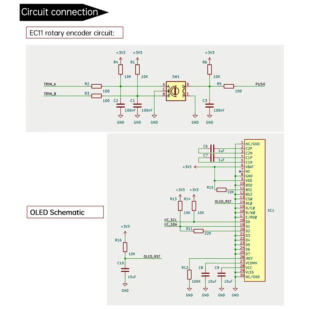 Pcbfun 0.96/1.3-inch OLED display EC11 rotary encoder module IIC ...