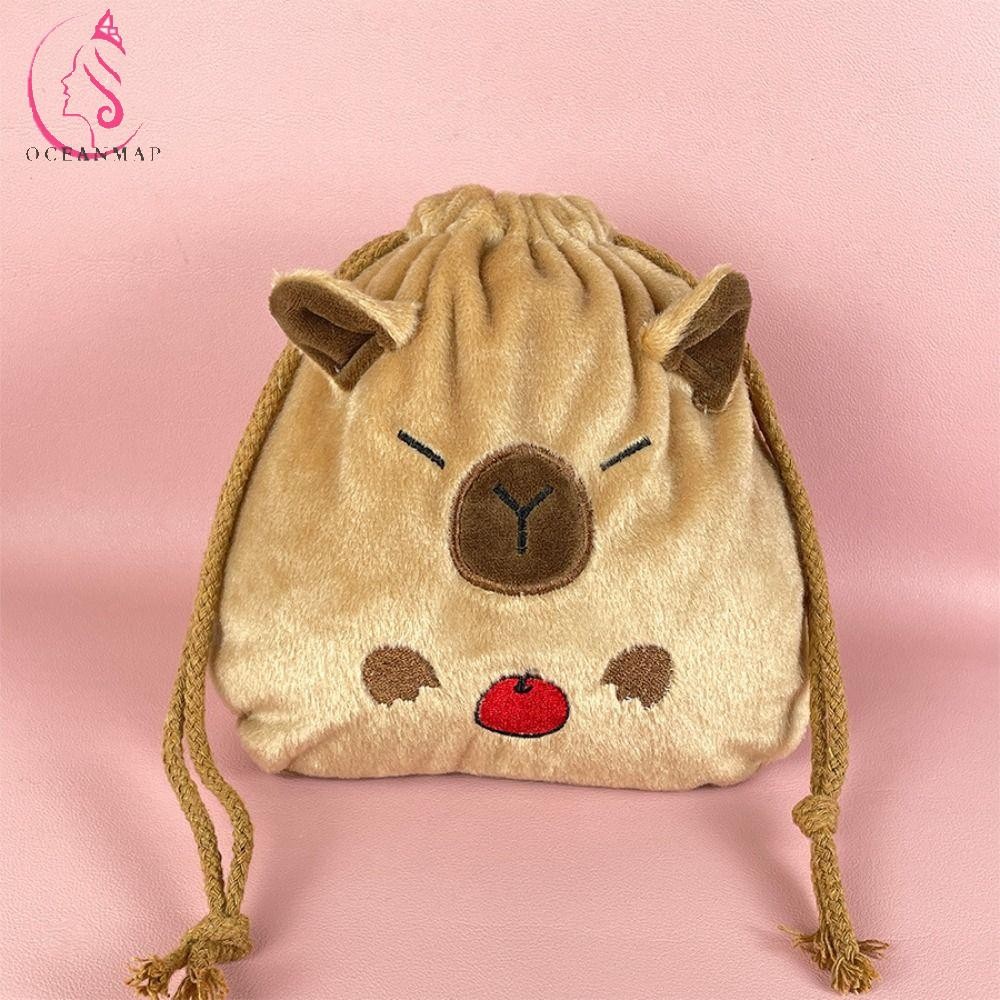 OCEANMAP Capybara Plush Pocket, Stuffed Cute Capybara Drawstring Bag, Gifts Animal Stationery ...