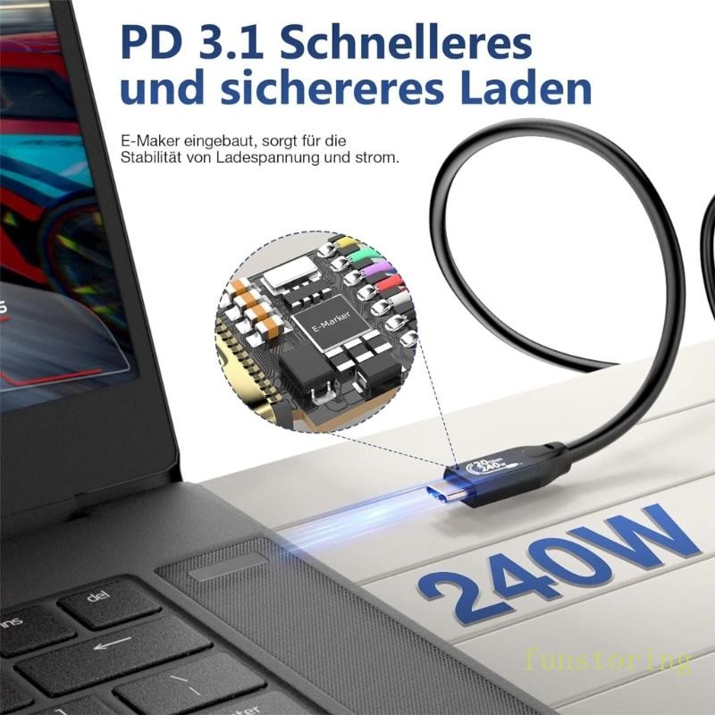 FUN USB C 3 2 Gen2 Charging Cable 20Gbps Data Transfer 240W Power ...