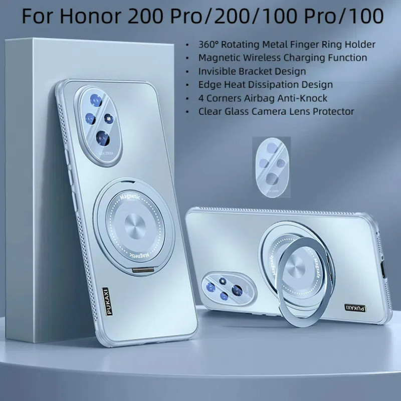 360° Rotating Metal Magnetic Ring Holder Invisible Bracket Hard Case For Honor 200 Pro 200 100 ...