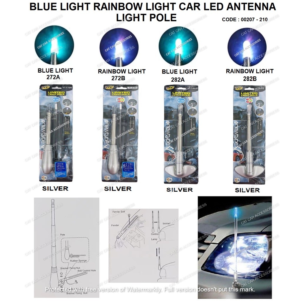 BLUE LIGHT RAINBOW LIGHT CAR LED ANTENNA LIGHT POLE | Shopee Malaysia