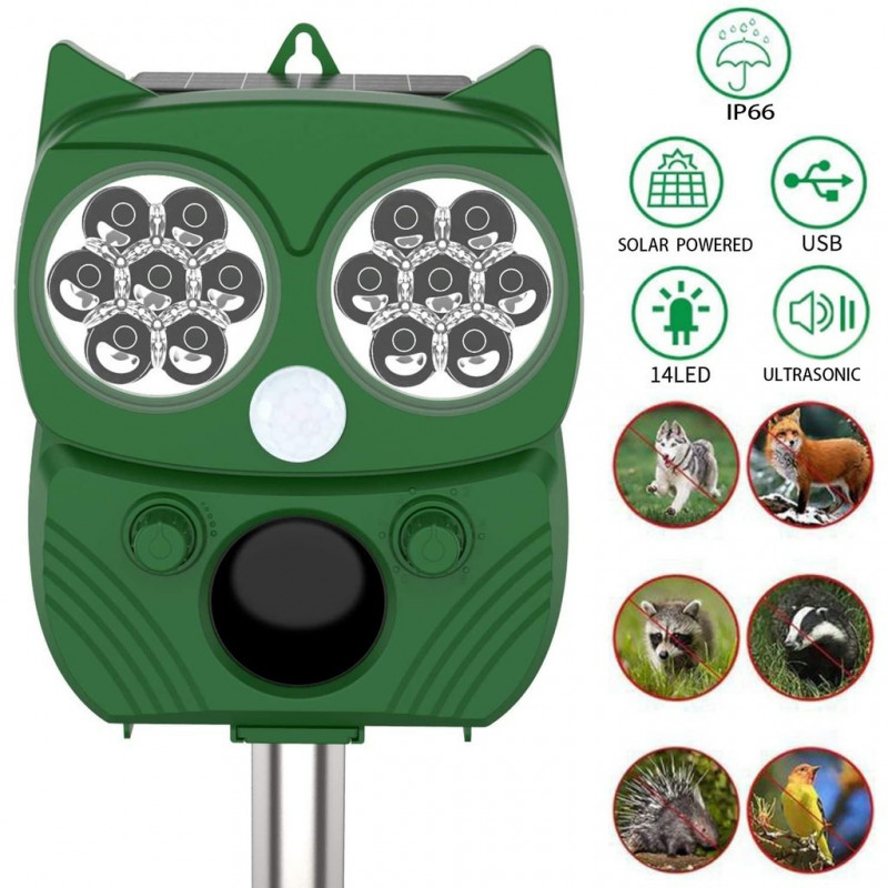 Owl Shaped Motion Sensor Solar Pest Reject Pest Repeller Dog Cat Mouse ...
