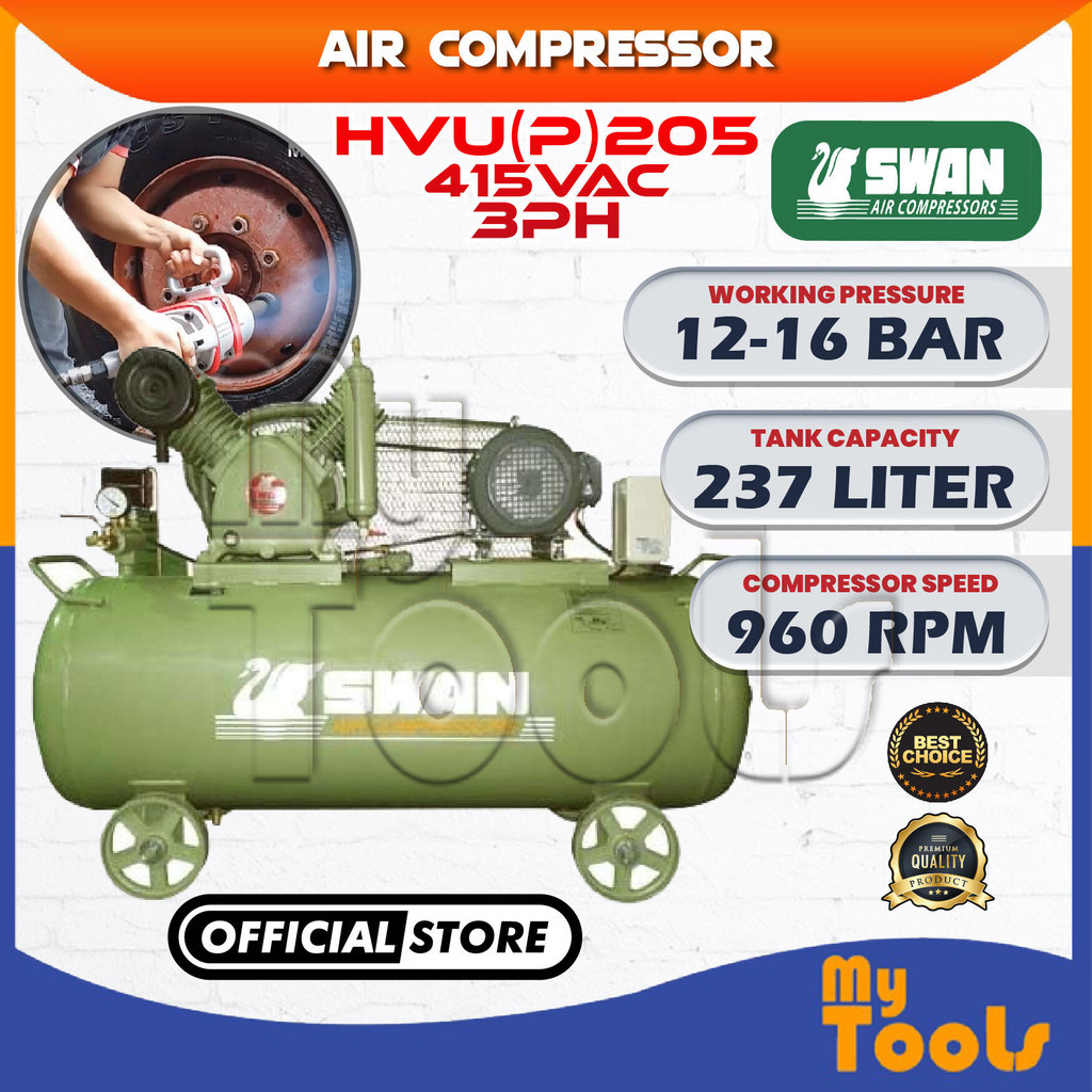 Mytools SWAN HVU(P)205 415VAC 3PH 12Bar Air Compressor (Made In Taiwan ...