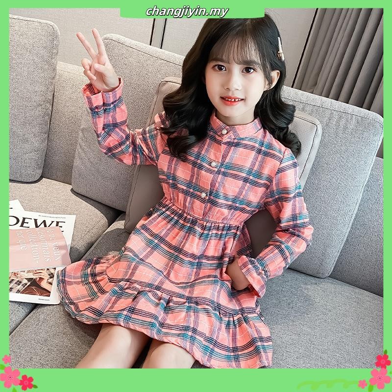 3-12Y Kids Girls Checkered Dress Kanak Baju Budak Perempuan Children ...