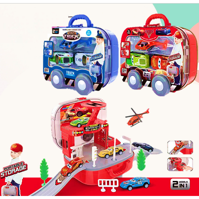 Fire Rescue Police Car Track Vehicle Parking Garage Lot Toy Playset ...