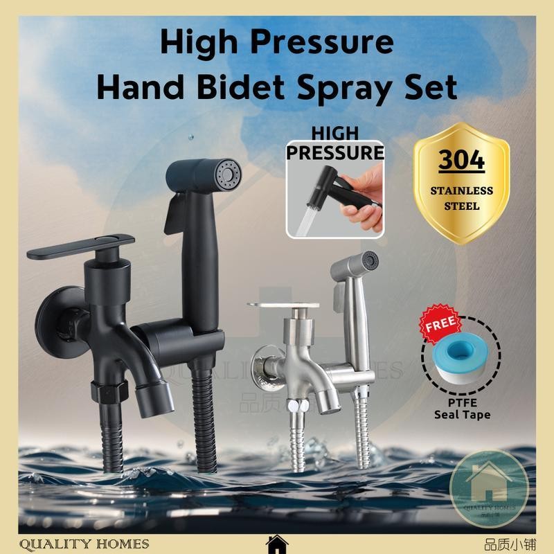 Stainless Steel Two Way Bidet Spray Set with Holder and Hose Bathroom ...