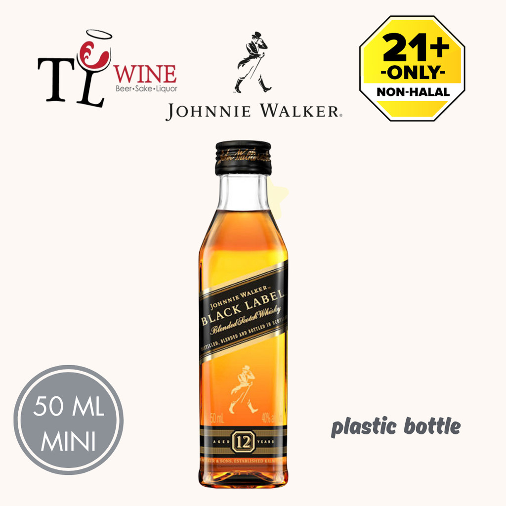 Johnnie Walker black label Whisky miniature 50ml 5cl plastic btl ( Alc ...