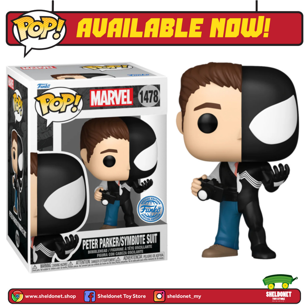 Funko Pop! Marvel: Split- Peter Parker/Symbiote Suit [Exclusive ...