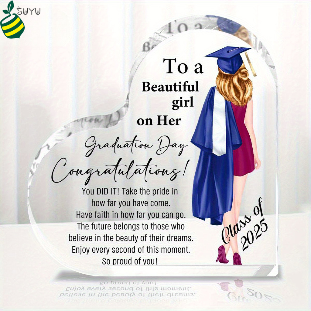 1pc 2025 Graduation Acrylic Statue Ornament - Elegant Girl in Cap ...
