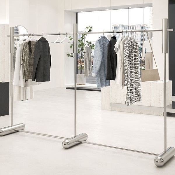 Clothing Store Stainless Steel Brushed Display Rack Floor-standing ...
