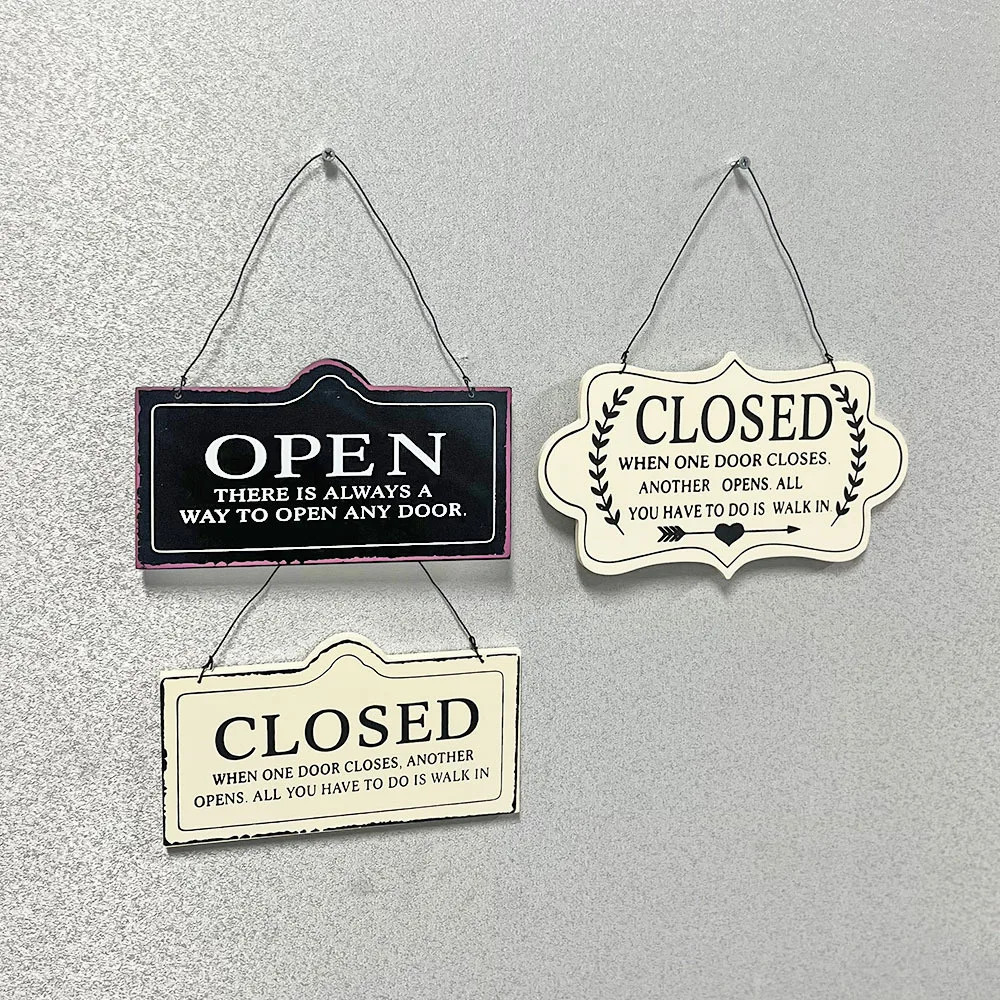 Double-sided Open/Closed Business Sign Retro Wooden Stores Hanging Sign ...