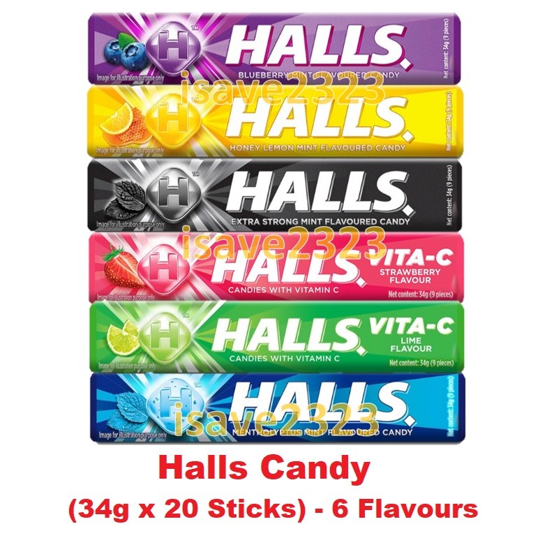 [HALAL] Halls Candy - Malaysia Version (34g x 20 Sticks) - 6 Flavours ...