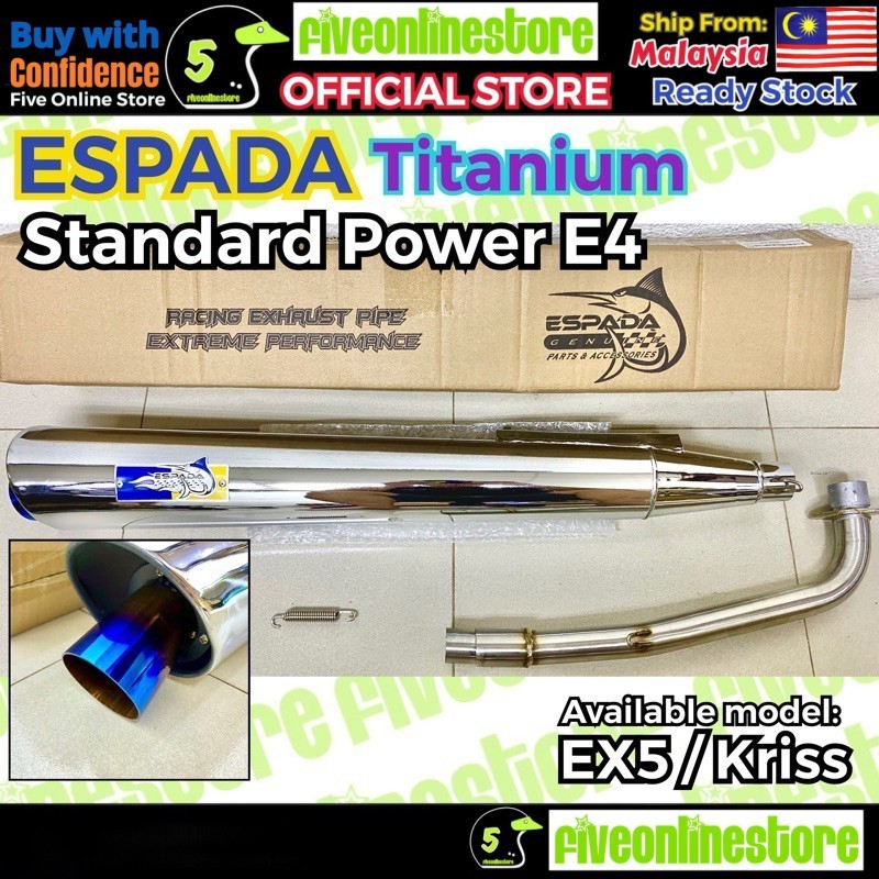 ESPADA Racing E4 STD POWER Titanium Exhaust Pipe Honda EX5 Dream / Kriss 110 28mm Standard Ekzos ...