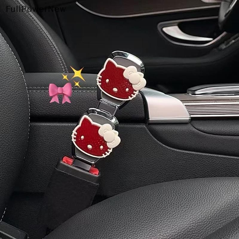 Full Kawaii Hello Kitty Car Safety Buckle Anime Sanrio KT Cat Safety ...
