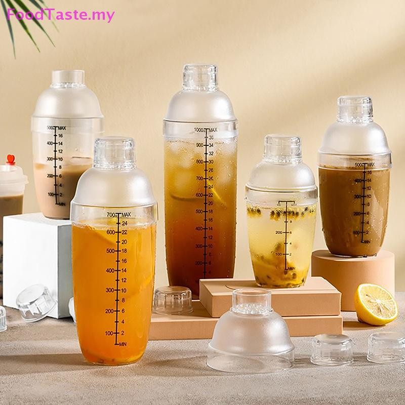 FoodTaste Plastic Cocktail Shaker Hand Shaker Cup with Scales 350ml/530ml/700ml/1000ml Milk Tea ...