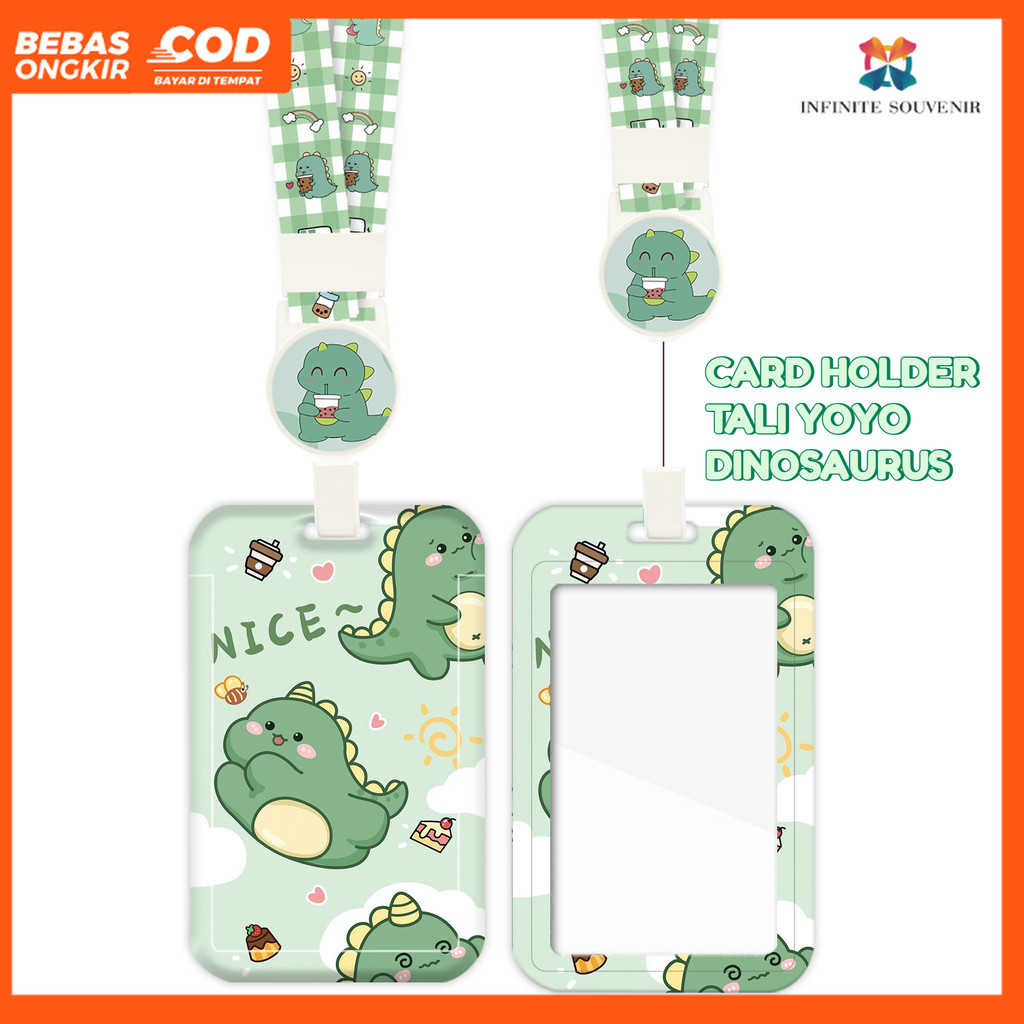 (N017) Dinosaur Yoyo Rope ID Card Holder / Yoyo Nametag / Yoyo Card Holder / Paint / Retractable ...