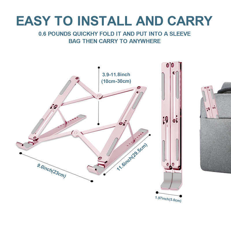 Aluminum Alloy Laptop Stand, Foldable Portable Desktop Elevator, Large ...