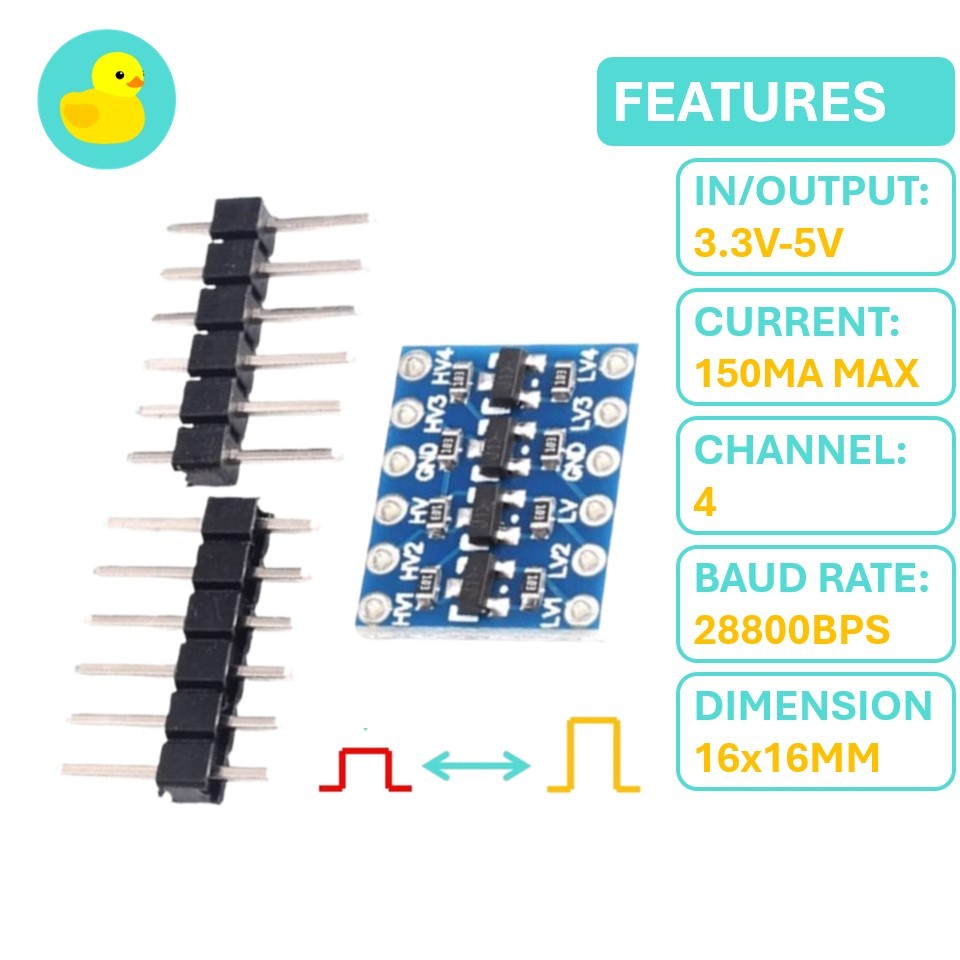 5V to 3.3V 4 Channels Logic Level Converter For Bi-Directional I2C IIC ...