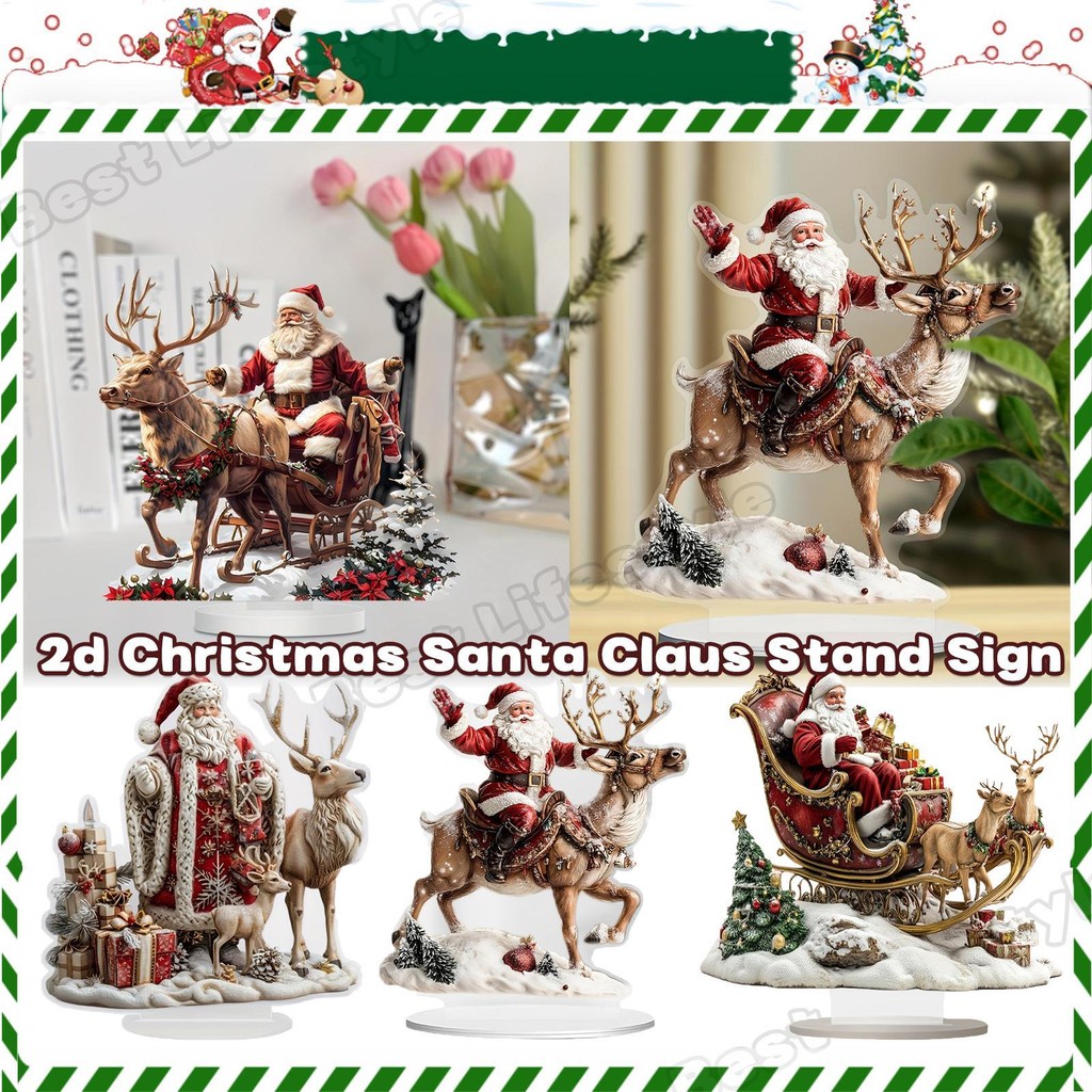 2d Christmas Santa Claus Stand Sign Tabletop Ornament Christmas ...