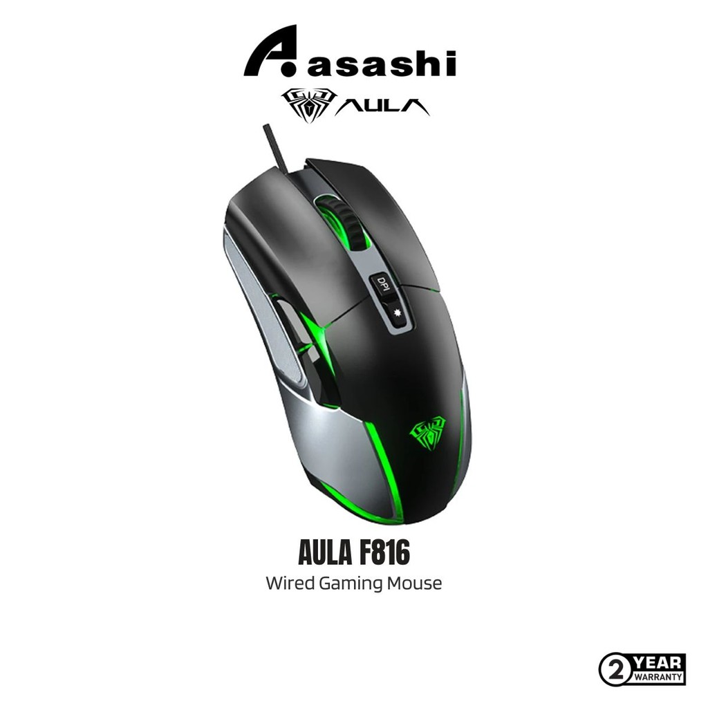 AULA F816 12800 DPI RGB Wired Gaming Mouse with 13 Backlit Modes & 6 ...