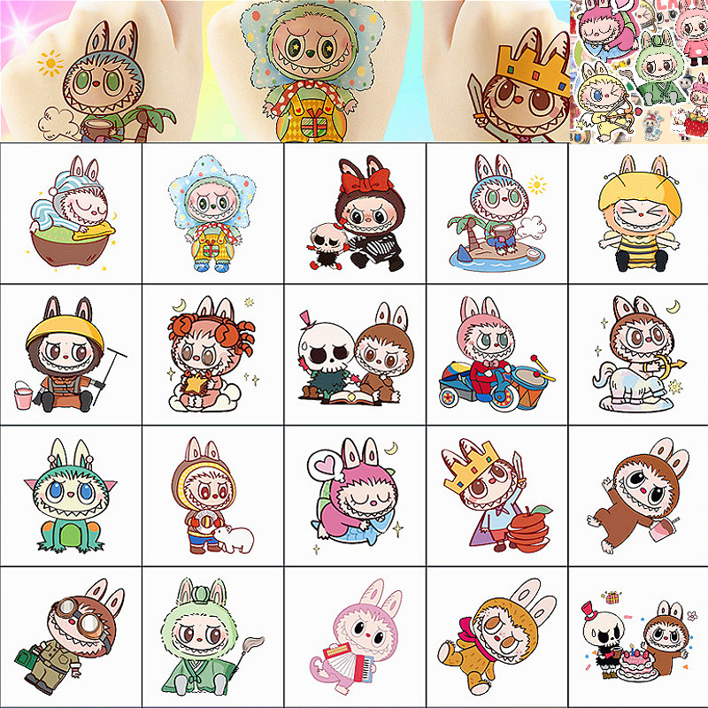 Cartoon Labubu Tattoo Stickers Cute Labubu Disposable Water Transfer ...