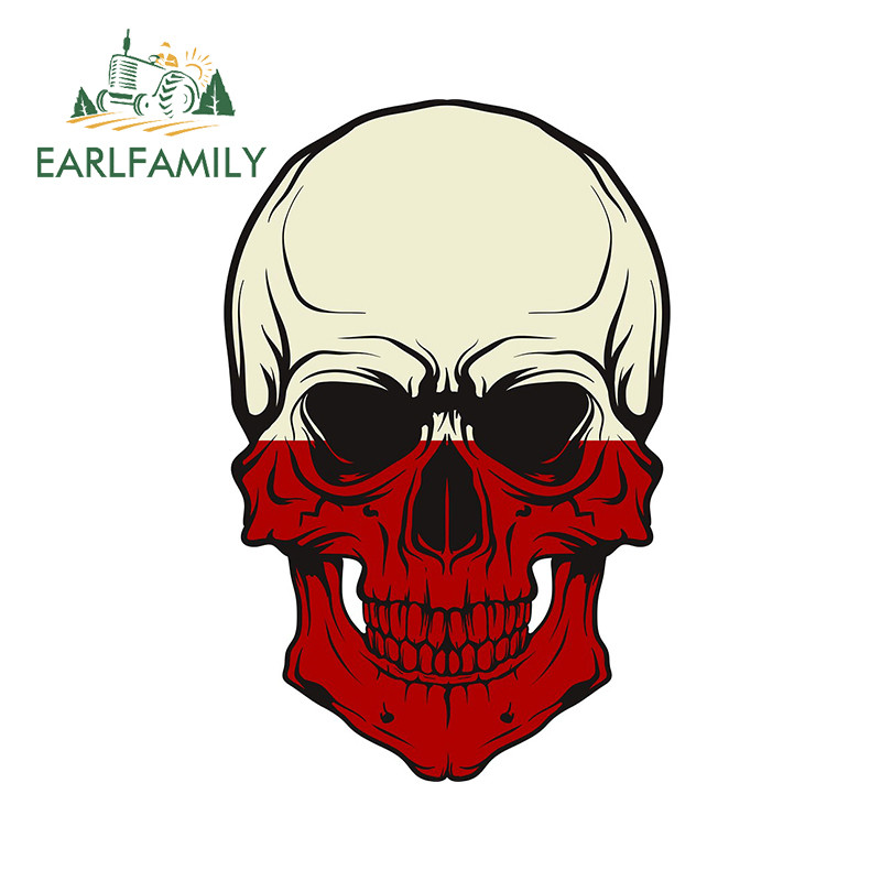 EARLFAMILY 13cm x 8.7cm for Polish Flag Skull Vinyl Waterproof Car ...
