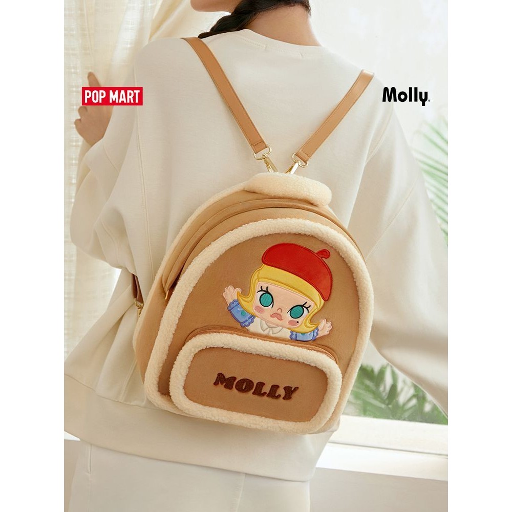 POP MART Bag Classic Series MOLLY [Genuine] Suede Backpack Plush Bag ...