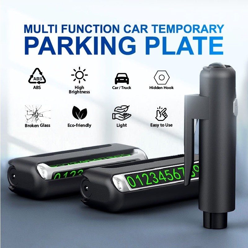 4in1 Car Parking Number Plate Luminous Auto Parking Card Temporary Stop ...