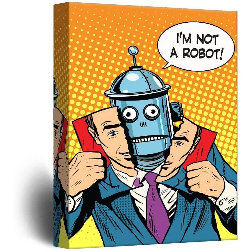 Canvas Wall Art Robot Political Propaganda Pop Art Comic Illustration ...