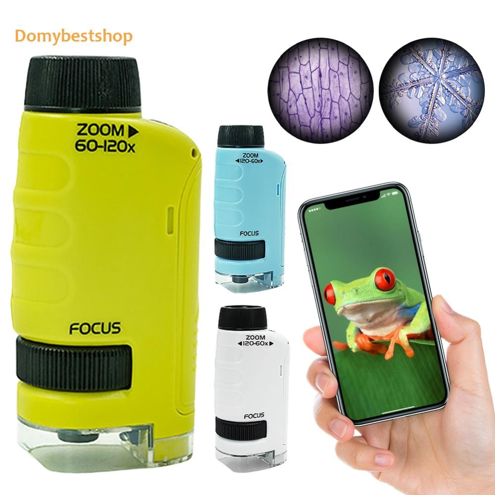 60-120x Portable Microscope LED Lighted Mini Microscope for Student ...