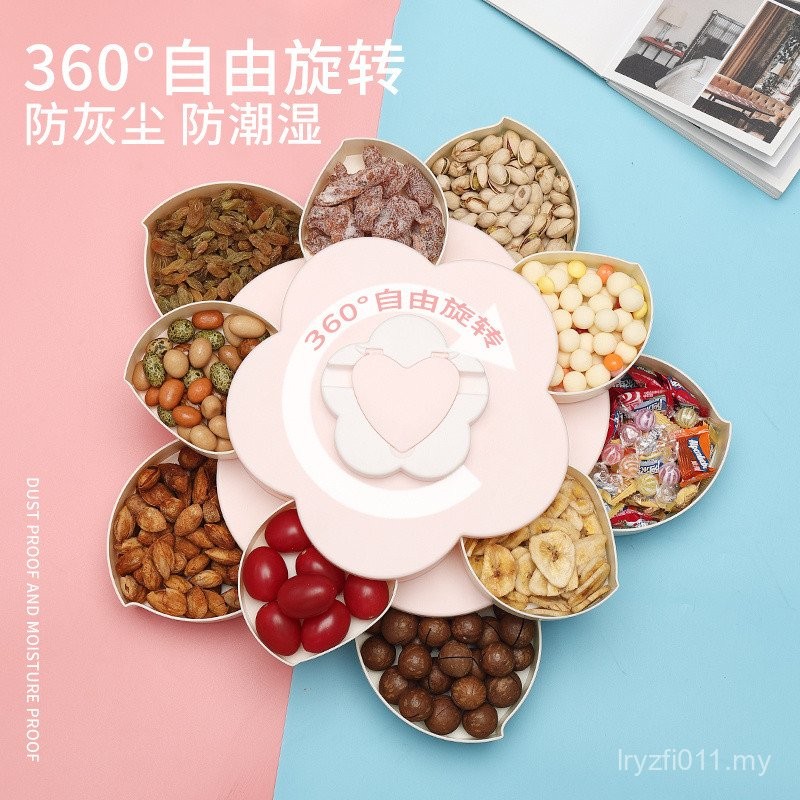 Rotating Candy Box Rotating Type with Lid Living Room High-End Fruit ...