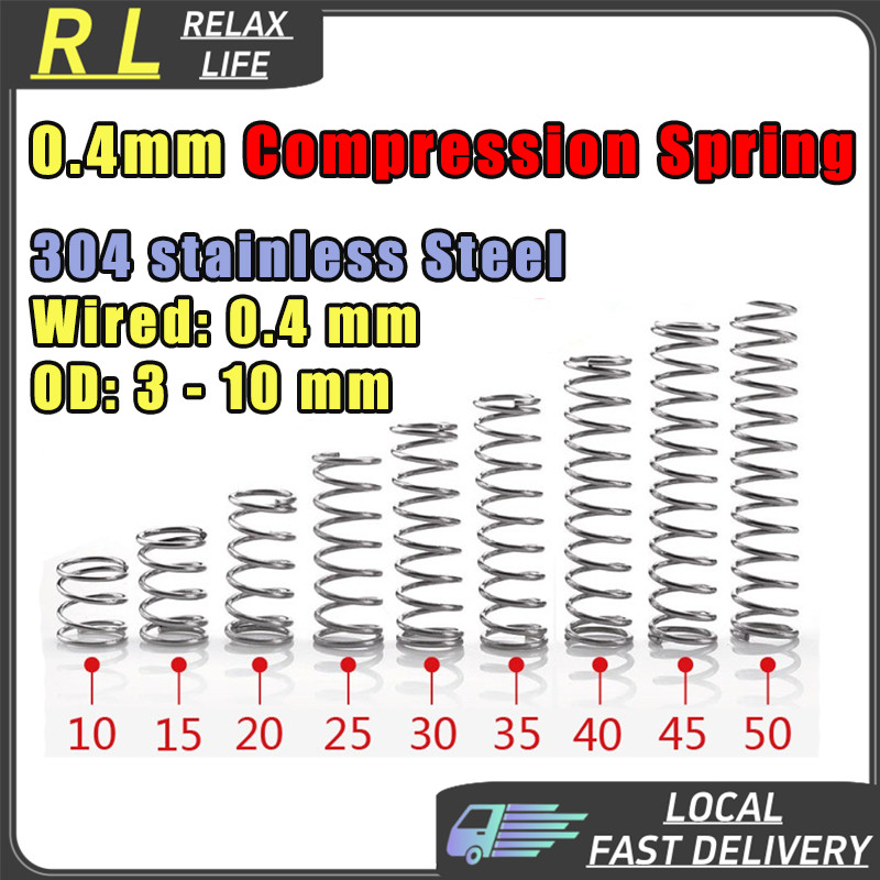 【RL】 0.4mm Compression Spring Wired d 0.4mm OD 3/4/5/6/7/8/9/10 mm ...