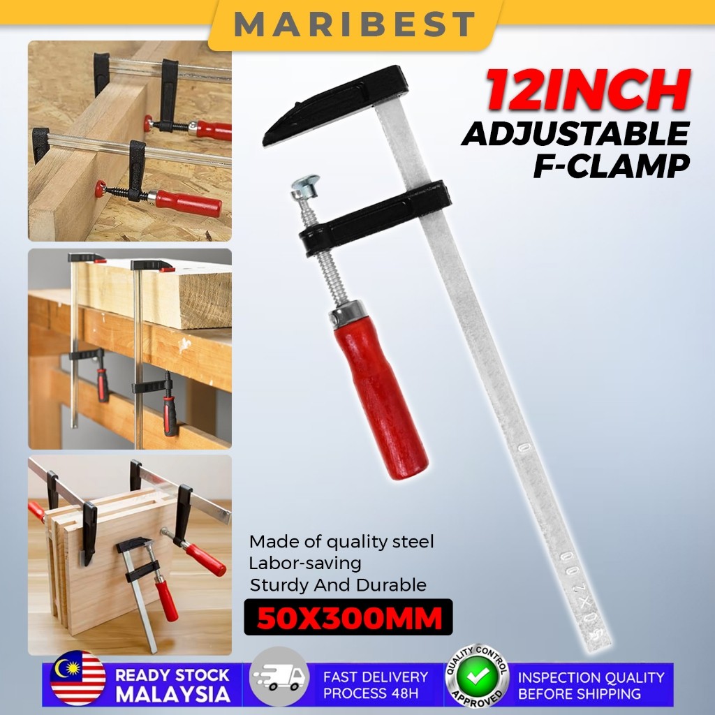 12” Adjustable F-Clamp for Sliding Wood Woodworking Clamp Penjepit F ...