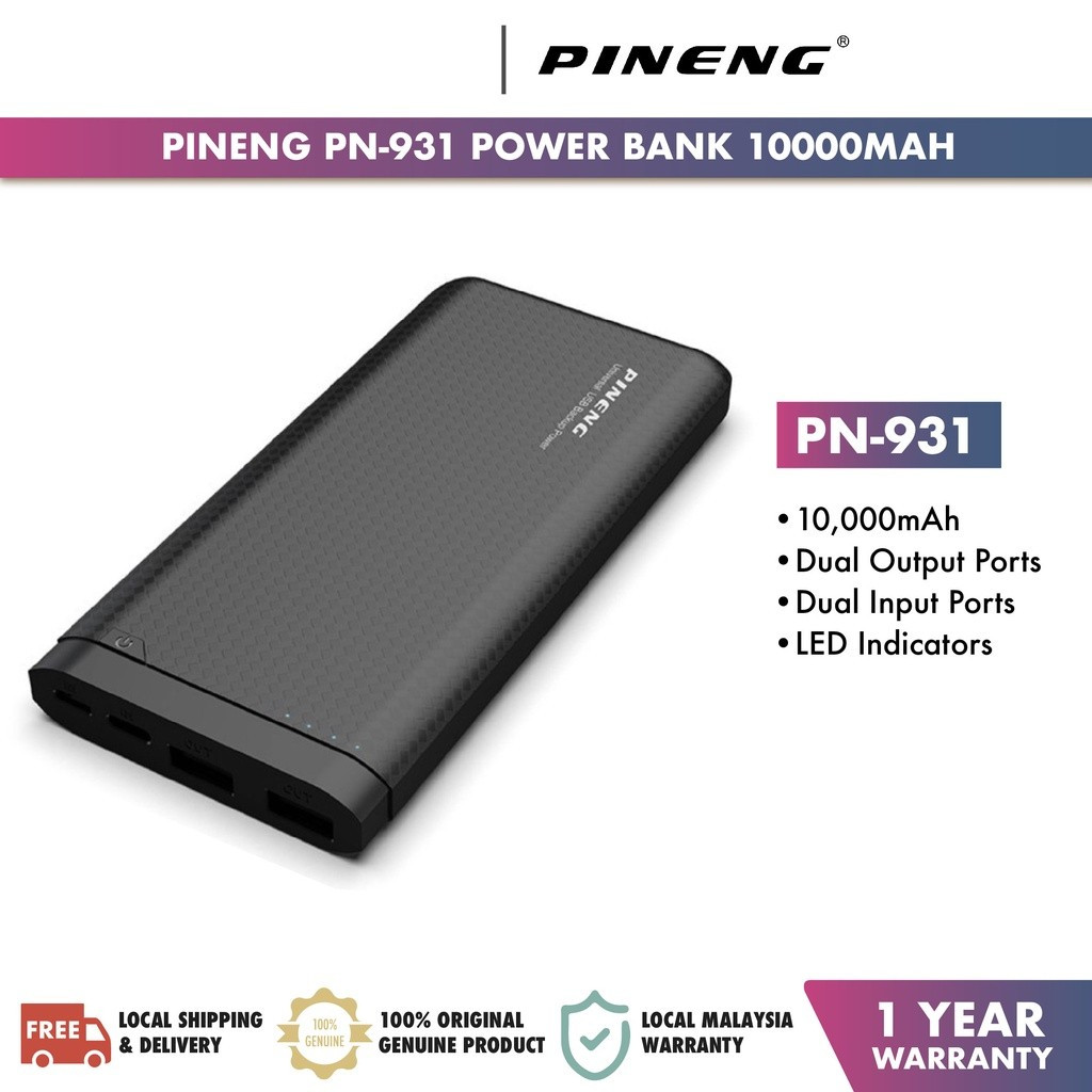 PINENG PN-931 Lithium Polymer Power Bank (10000mAh) | Shopee Malaysia