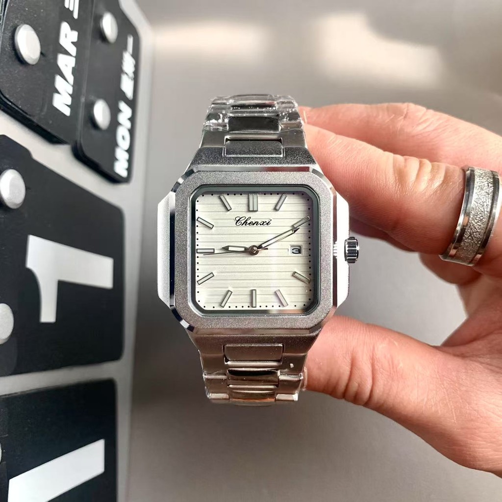 Classic Square Watch for Men Retro Business Calendar Waterproof ...