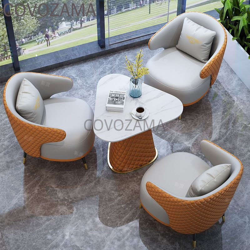 Single Sofa Light Luxury Meeting Table and Chair Set Sales Office ...