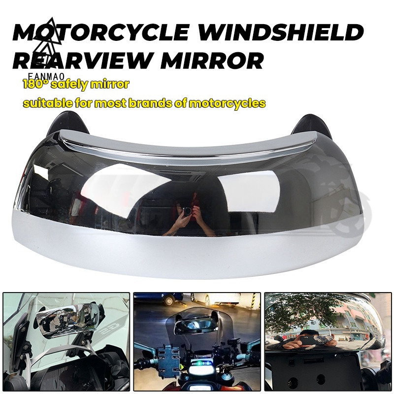 FANMAODZ Motorcycle Windshield 180 Degree Blind Spot Mirror Wide Angle ...
