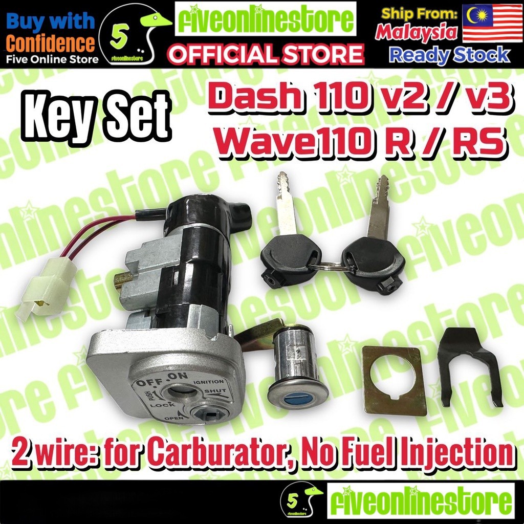 Dash 110 V2 Wave 110 RS Main Switch & Seat Lock Key Set A Class Kunci ...